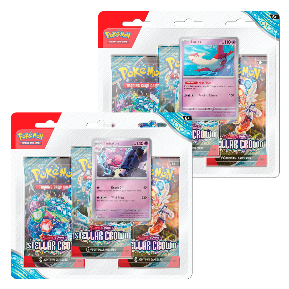Stellar Crown 3x Booster Pack Blister with either Latias/Tinkaton Prom ...